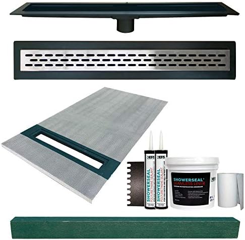 36" x 60" Linear Shower Slope Kit Left With Stainless Steel Oval Style ...