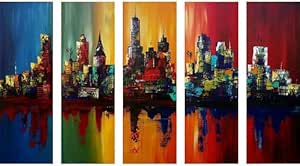Amazon.com: Santin Art-Summer in The City-Modern Canvas Art Wall Decor ...