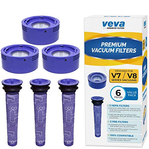 VEVA 6 Pack Premium Vacuum Filter Set with 3 Pre Filters and 3 HEPA ...
