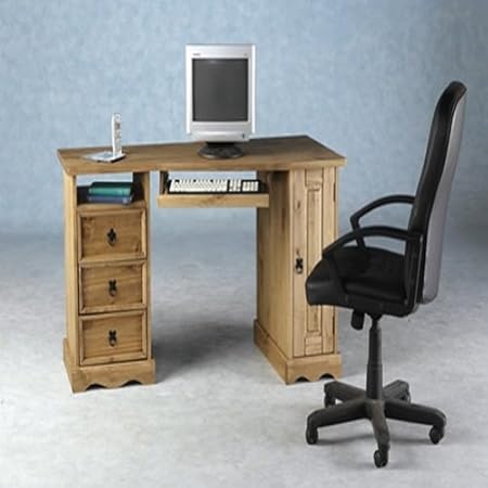 Computer Desk Pine Wood Kaden Wave Pine Computer Desk: Amazon.co.uk ...