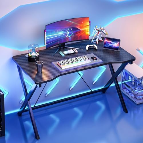 Gaming Table 100 * 54cm, Carbon Fiber Computer Table with 2 Cable ...