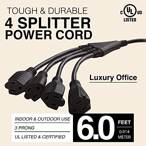 4 Way Power Splitter – 1 to 4 Cable Strip With 3 Pronged Outlet and 6 ...