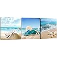 Pyradecor 3 Panels Starfish Seashell Bottle Beach Pictures on Canvas ...