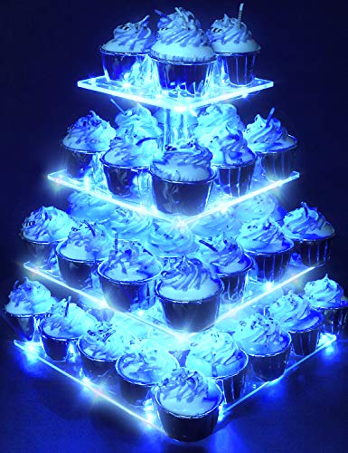 Vdomus Pastry Stand 4 Tier Acrylic Cupcake Display Stand with LED ...