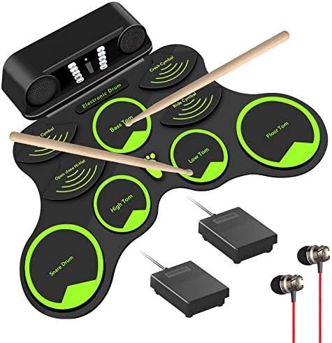 10 Pads Electronic Drum Set for Kids (G9 Pro), Roll Up Practice Midi ...