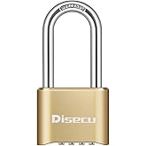 Disecu 2.5 Inch Long Shackle Combination Lock 4 Digit Outdoor ...