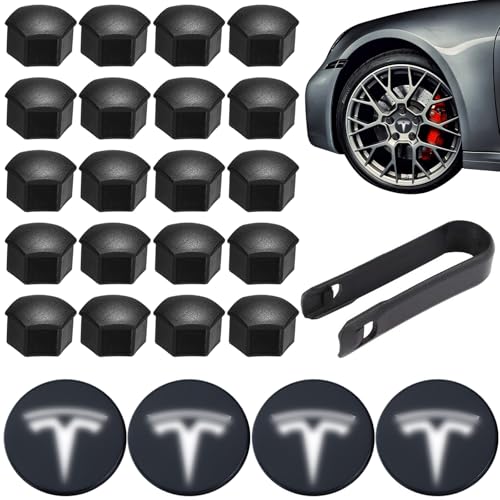 Wheel Center Cap Hub Kit with Emblem for Tesla Model Y/Model 3,Hubcaps ...