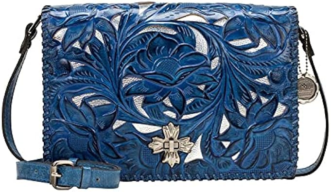 Patricia Nash Mabilia Tooled Leather Flap Crossbody Bag - Safflower ...