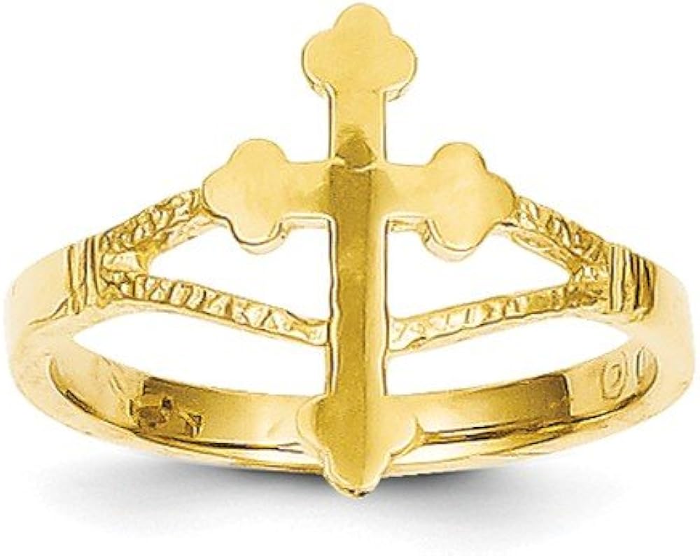 14k Polished Cross Ring|Amazon.com