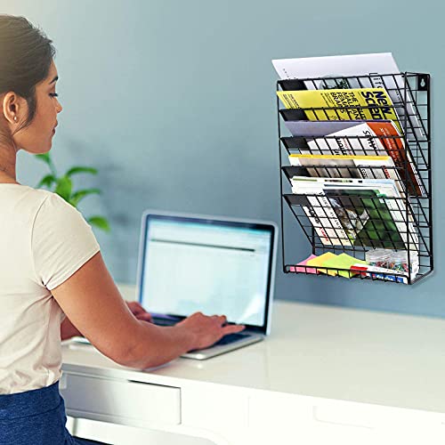 Veesun Hanging File Organizer Holder -5 Tier Vertical Wall Hanging File ...