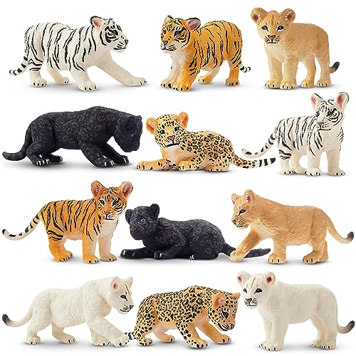 Toymany 12 Safari Animal Figurines, High Emulational Baby Plastic Zoo ...