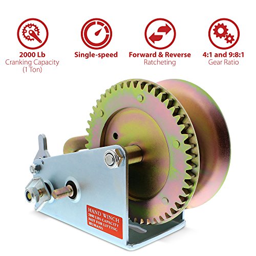 ABN 1 Ton Hand Winch Crank Gear Winch & Cable, Heavy Duty, up to ...