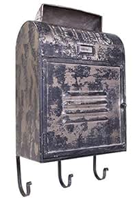 Vintage French Style Black Aged Letter Sign Metal Post Mailbox with ...