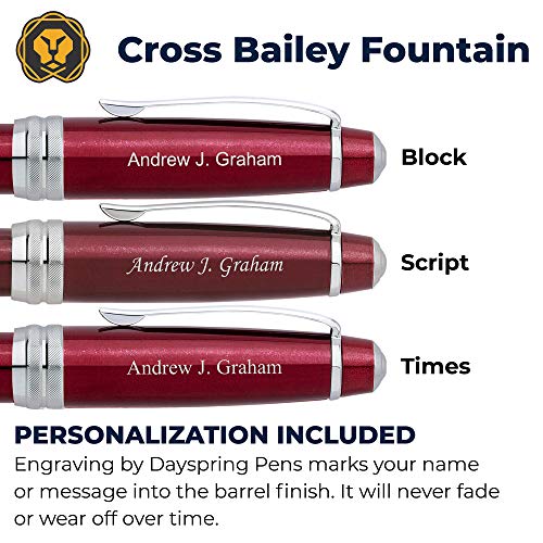 Cross Fountain Pen Engraved Personalized Cross Bailey Red Lacquer Fountain Gift Pen Chrome 