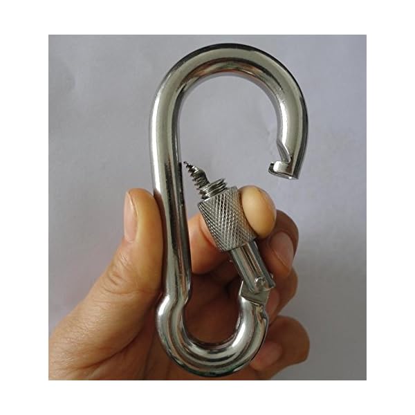 Stainless Steel 316 Carabiner Spring Snap Hook with Screw Lock - 1/4 ...