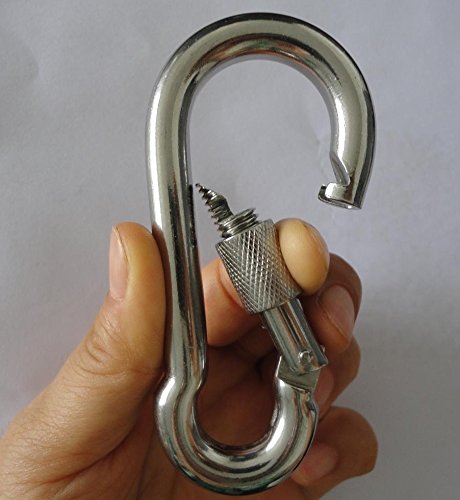 Stainless Steel Carabiner Spring Snap Hook with Screw Lock Silver- 5/16 ...