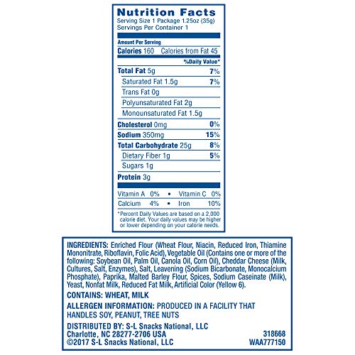 Lance Gold-N-Cheese Baked Snack Crackers, Single-Serve 1.25 Ounce (Pack ...