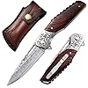 edcfans Damascus Pocket Knife for Men Women, Handmade Folding Pocket ...