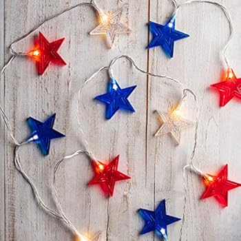 Amazon.com : Lights4fun, Inc. 12 Red, White and Blue Star Indoor ...