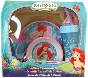 Amazon.com: 6 PCs Disney Little Mermaid Dinnerware set : Ariel ...