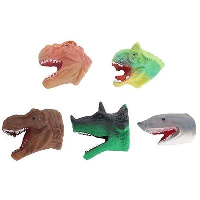Buy NUOBESTY Realistic Dinosaur Shark Finger Puppets Soft Rubber Animal ...