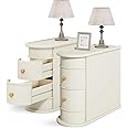 Amazon.com: LITTLE TREE End Table Set of 2, Off-White Wooden Side Table ...