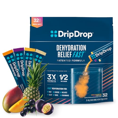 DripDrop Hydration Tropical Variety Pack - Electrolyte Drink Mix Single ...