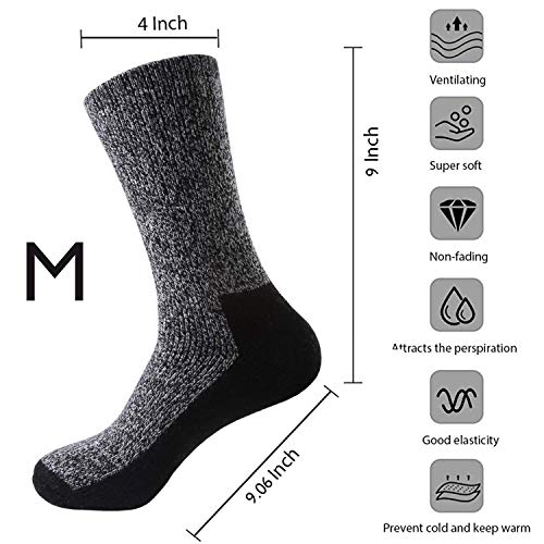 Loritta 2 Pack Merino Mens Wool Socks, Winter Warm Thermal Socks for ...