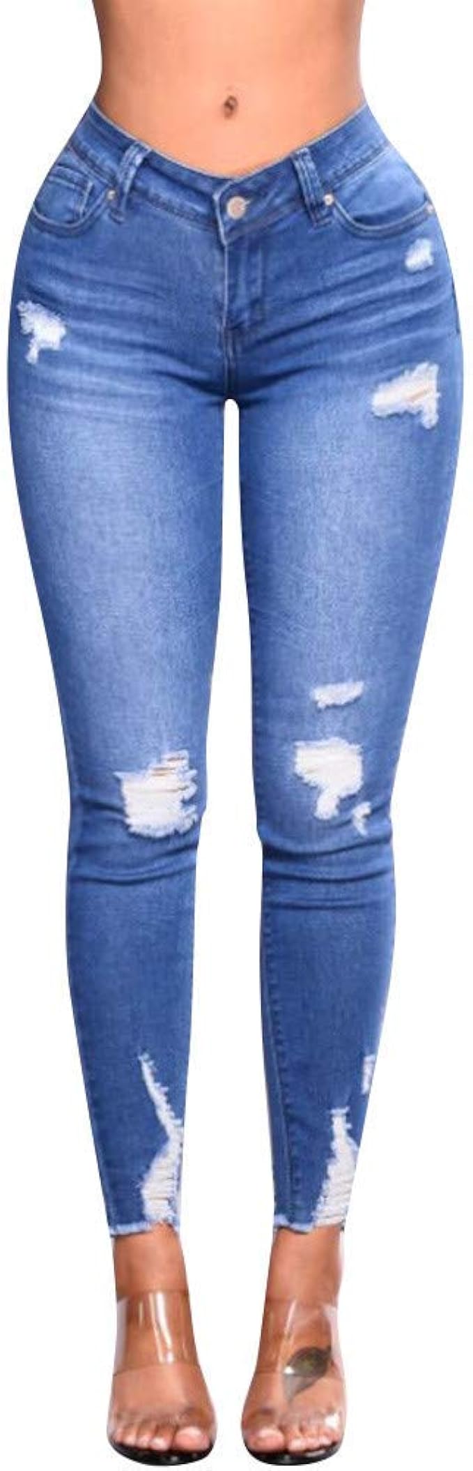 Mujer Pantalones Vaqueros Rasgados Pantalones Agujeros con Festival ...