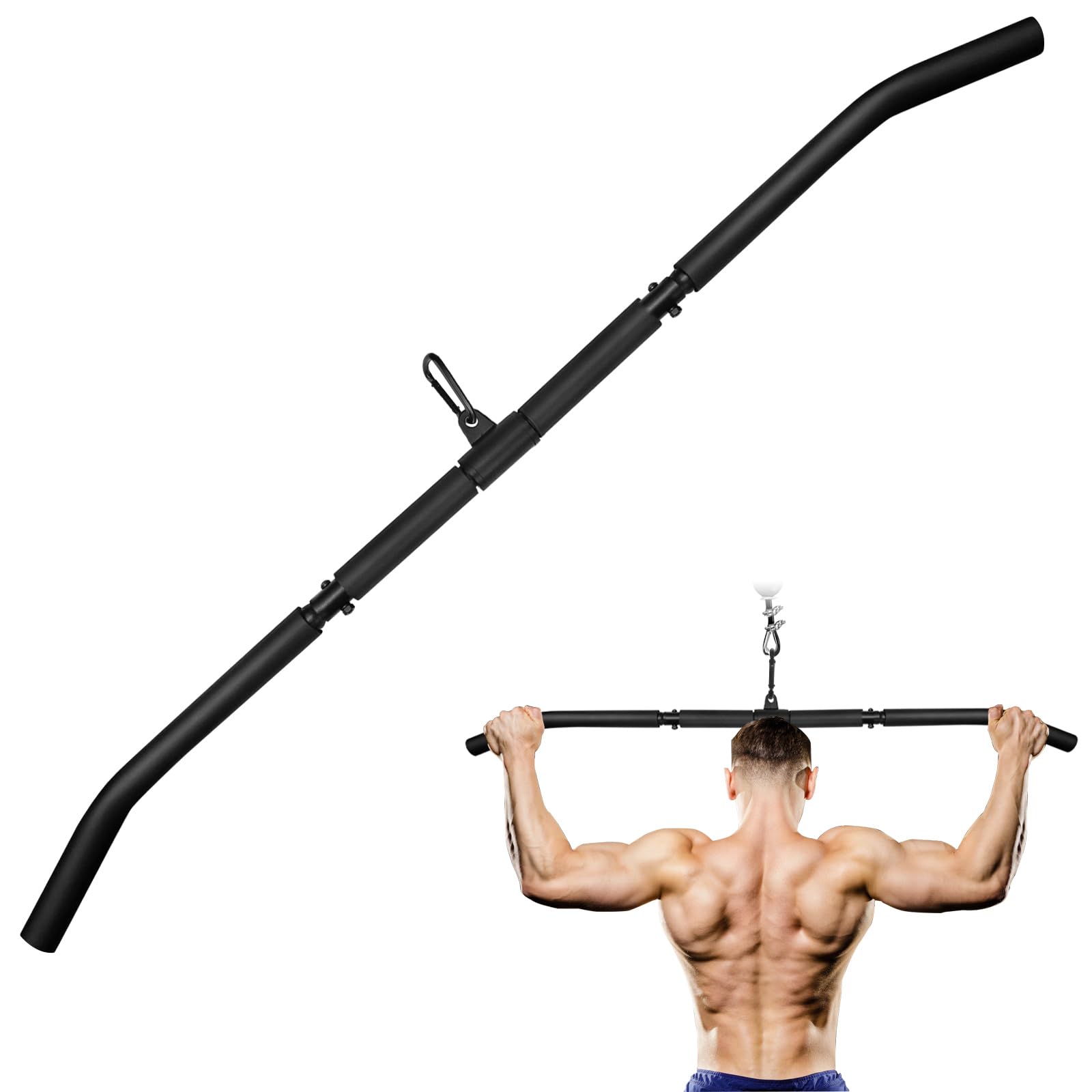 Topfinder 46" Lat Pulldown Attachments Bar For Cable Machine,2 in 1 ...