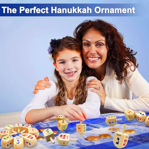 AMENON 30 Pack Hanukkah Dreidel Game, Wooden Chanukah Dreidel Bulk ...