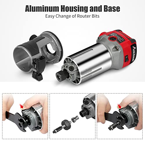 AVID POWER 6.5 Amp 1.25 HP Compact Router Tools for Woodworking, Fixed ...