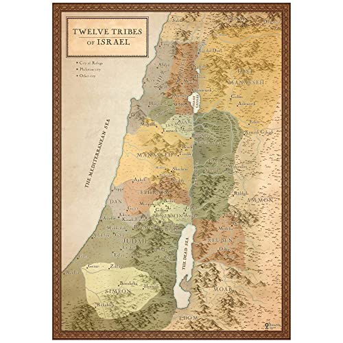 Bible Map Store 12 Tribes of Israel Poster - Ancient Holy Land Maps ...