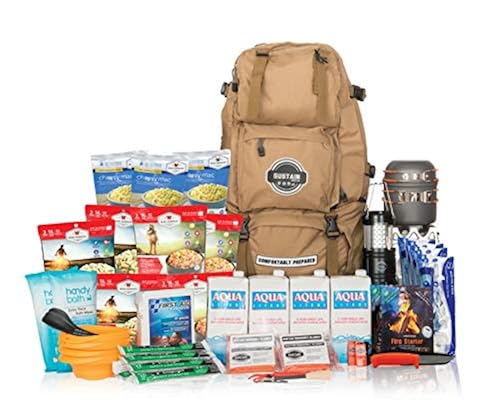 Sustain Supply Emergency Survival Kit and Backpack, 4 Person, 72 Hours, Disaster Preparedness Go ...