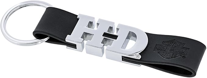 Amazon.com: Harley-Davidson Black Synthetic Leather Key Chain with Bar ...