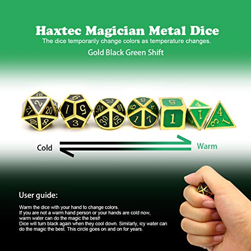 Haxtec Color Changing Temperature Metal DND Dice Set Heat Sensitive ...