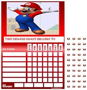 Super Mario good behaviour reward task chart with reusable stickers ...