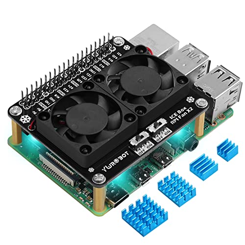 Raspberry Pi Fan 4B Dual Cooling Fans with Automatic Discoloration LED ...