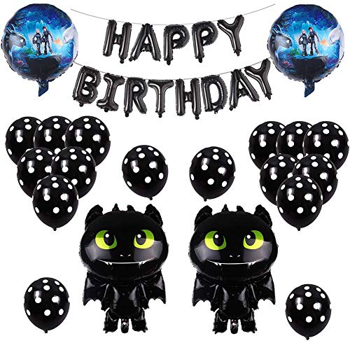 How to Train Your Dragon Toothless Light Fury Balloons Birthday ...