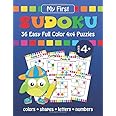 My First Sudoku: Puzzle Book For Kids | 36 Easy Full Color 4x4 Grids ...
