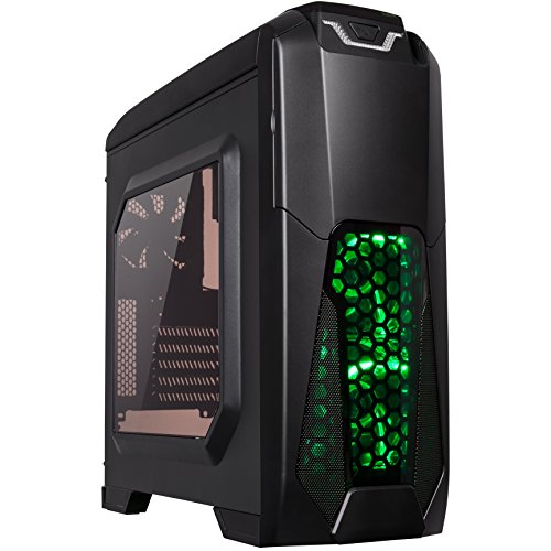 ROSEWILL ATX Case, Mid Tower Case with Green LED Fan, Gaming Case for ...