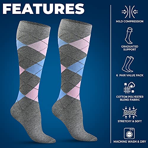 Pembrook Womens Compression Socks 6 Pack | 8-15 mmHg Graduated Support ...
