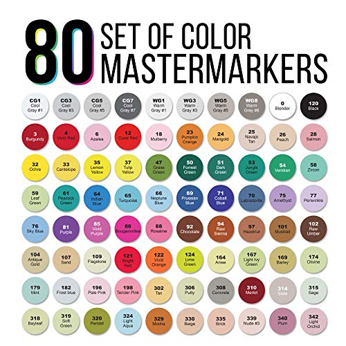 80 Color Master Markers Permanent Professional Dual Tip Alcohol Double ...