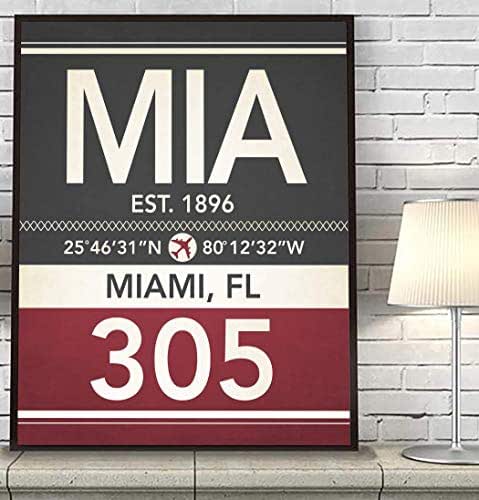 Amazon.com: Miami Florida MIA 305 786 Vintage Airport Area Code Map ...