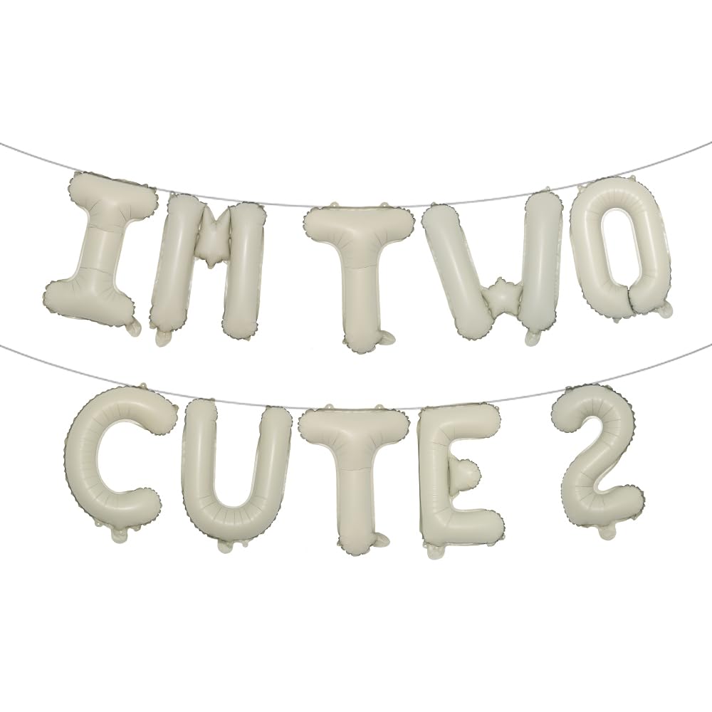 Im Two Cute Birthday Decoration Girl Im Two Cute Balloon Pink ...
