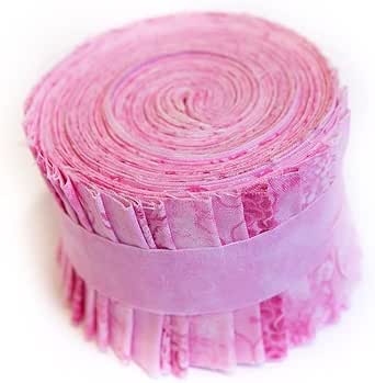 Amazon.com: Mix Pink Jelly Roll pre-Cut, 100% Cotton Fabric Quilting ...