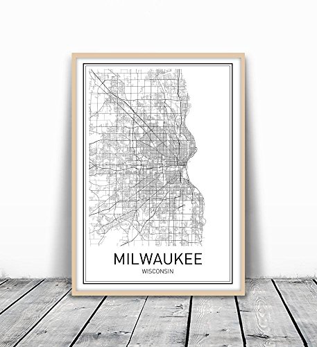 Milwaukee Poster Map Of Milwaukee Map City Map Posters Modern ...