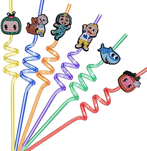 24 Coco Cartoon Melon Straws with 2 Cleaning Brushes, Reusable Party ...