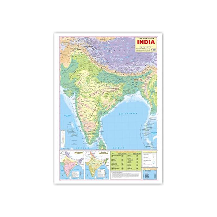 Buy India Physical Map (English) (Size 70 X 100 Cms) Without Pvc ...