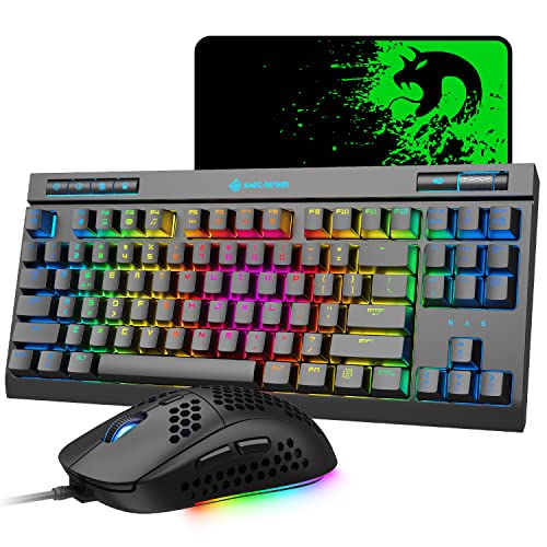 Mechanical Keyboard and Mouse Combo Blue Switch 18 RGB 87 Keys Anti ...